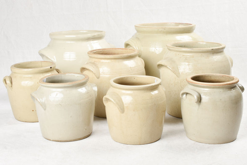 Collection of 8 antique stoneware crock pots 7½" - 12½" – Chez Pluie