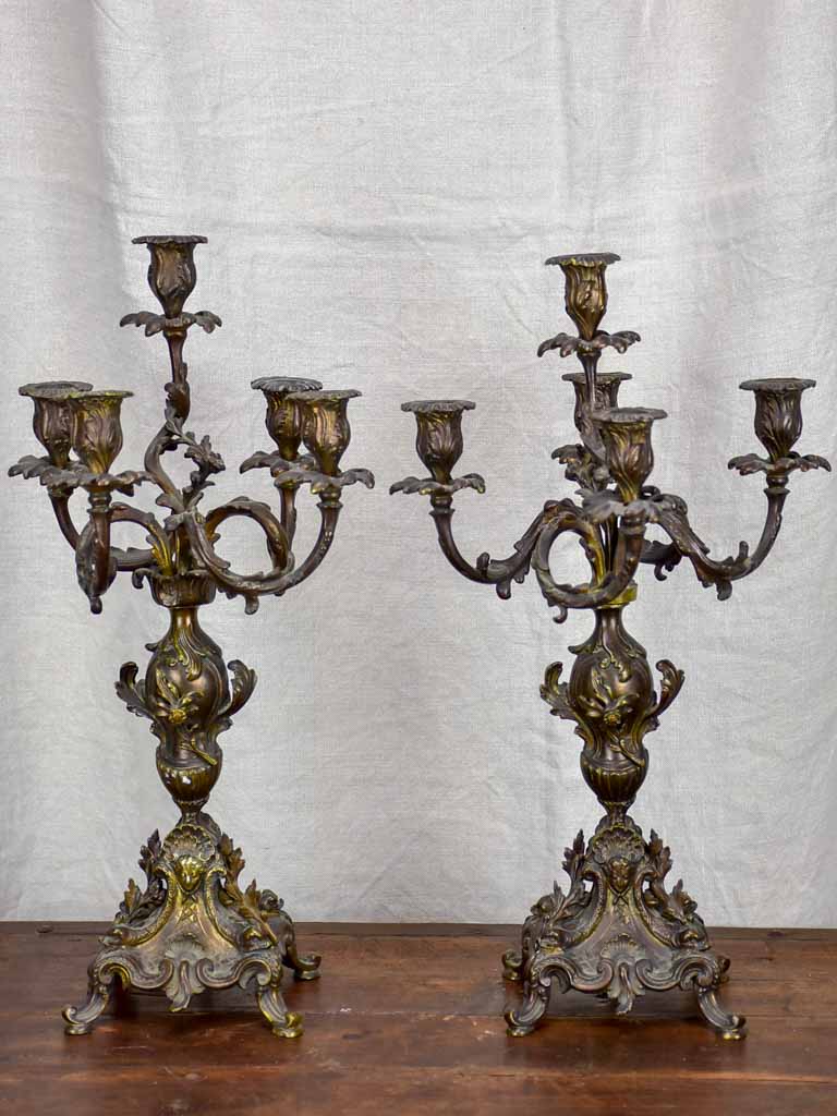 Pair of antique French bronze candlesticks – Chez Pluie