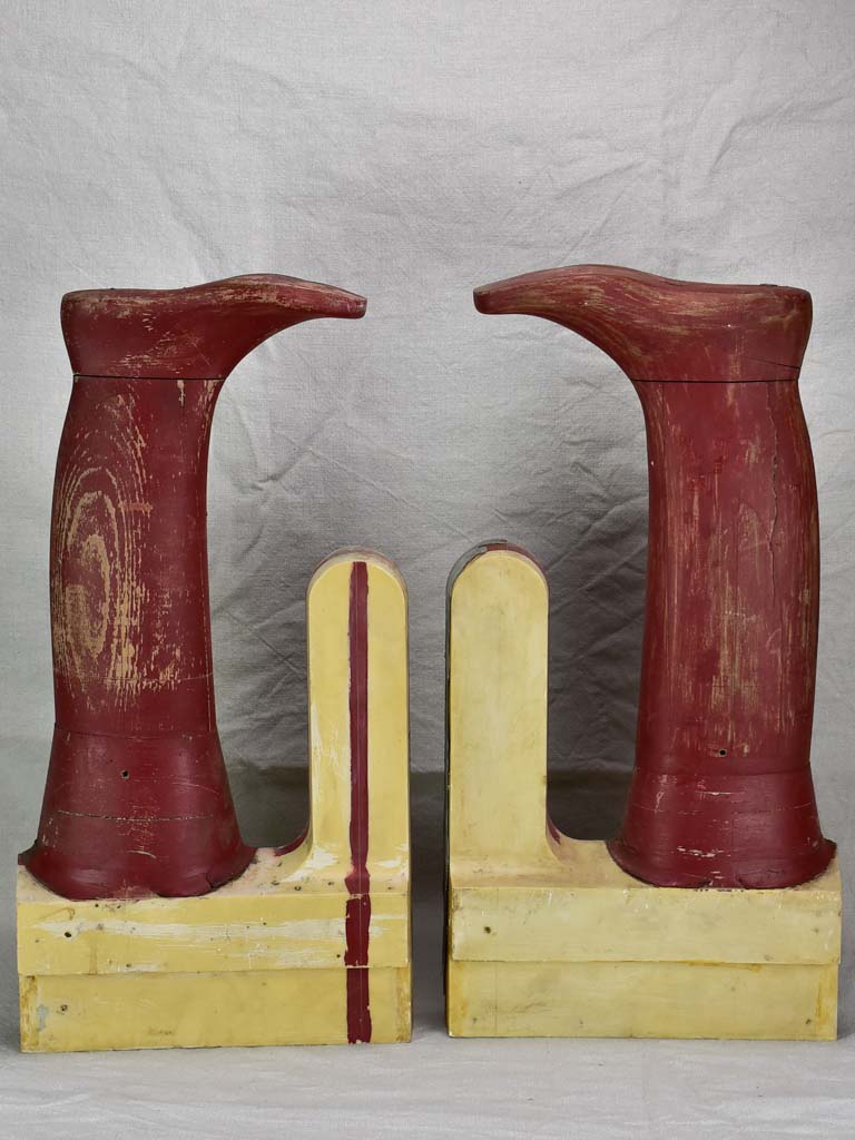 Large antique French wooden boot molds - red – Chez Pluie