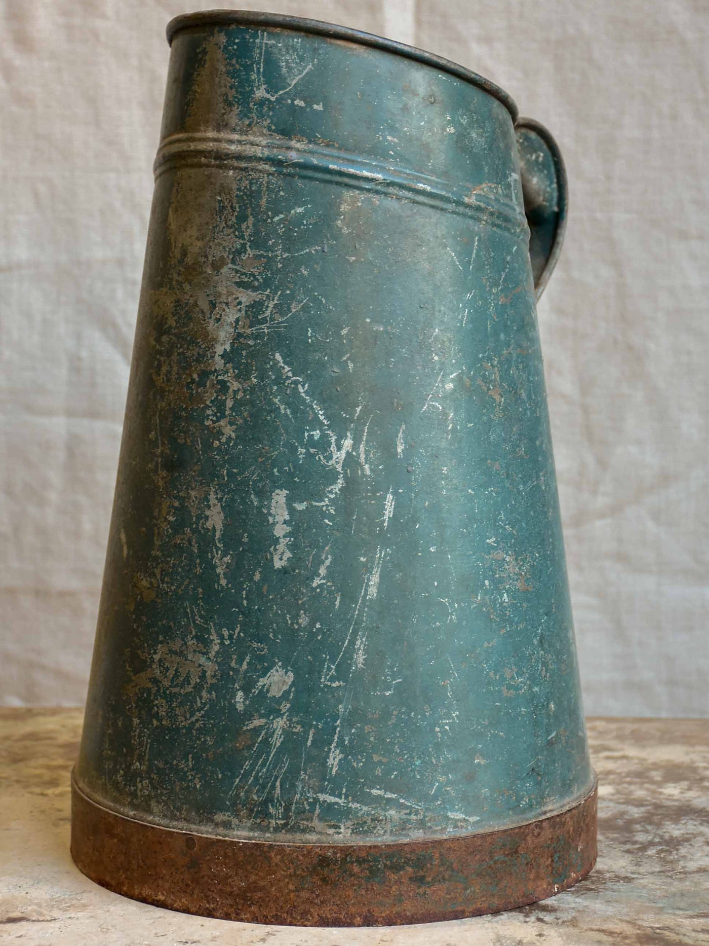 Antique French bathroom pitcher - zinc