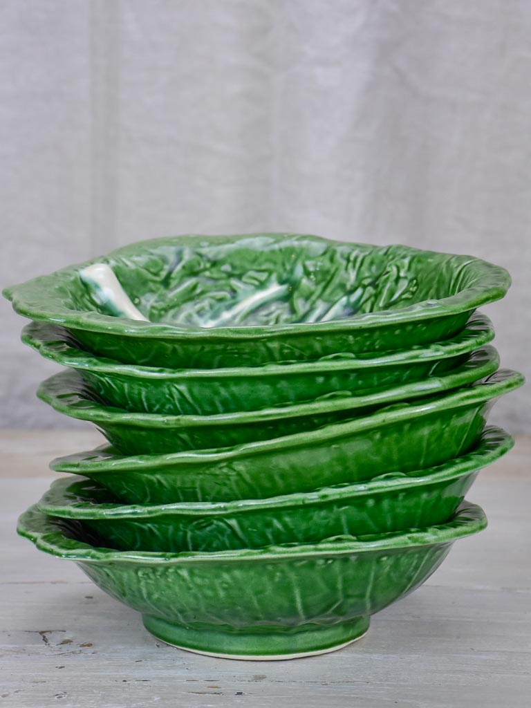 Collection of vintage cabbage leaf plates, platters and soup tureen ...