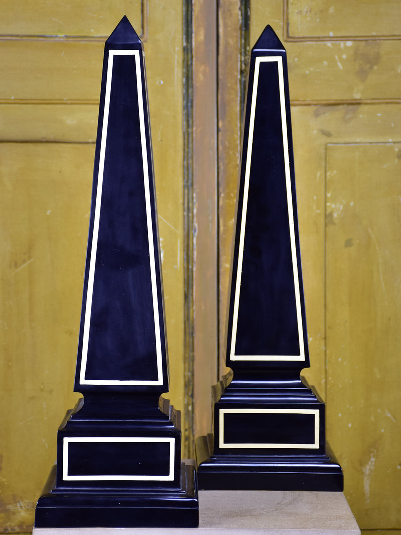 Pair of black Maison Jansen resin obelisks – Chez Pluie