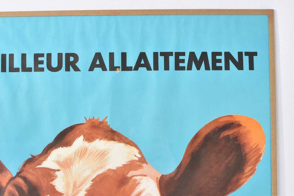 Vintage powdered milk advertising poster w/ cow - Emm. Gaillard 36¼" x