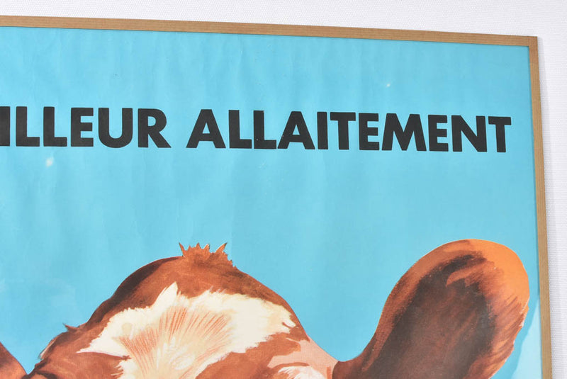 Vintage powdered milk advertising poster w/ cow - Emm. Gaillard 36¼" x ...