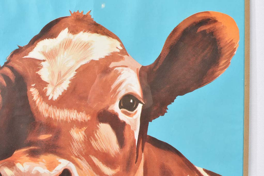 Vintage powdered milk advertising poster w/ cow - Emm. Gaillard 36¼" x