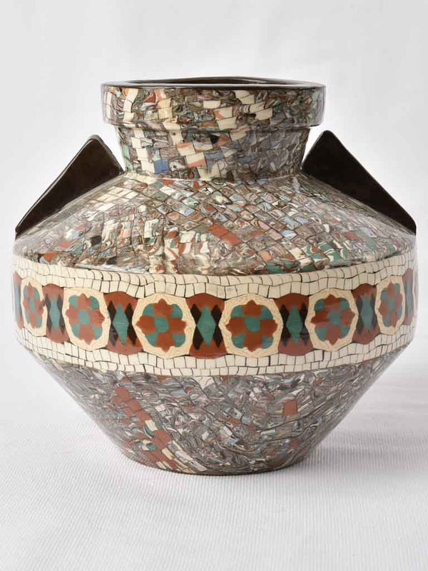 Vintage signed Jean Gerbino vase (1876-1966) - mosaic effect 8"