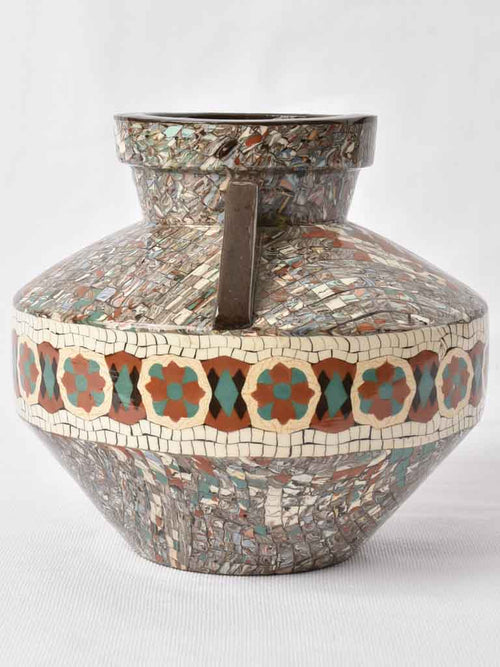 Vintage signed Jean Gerbino vase (1876-1966) - mosaic effect 8"