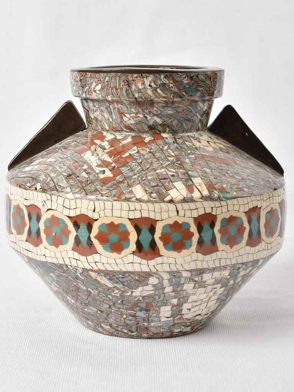 Vintage signed Jean Gerbino vase (1876-1966) - mosaic effect 8"