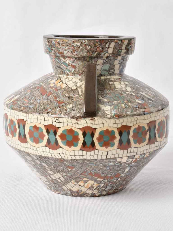 Vintage signed Jean Gerbino vase (1876-1966) - mosaic effect 8"