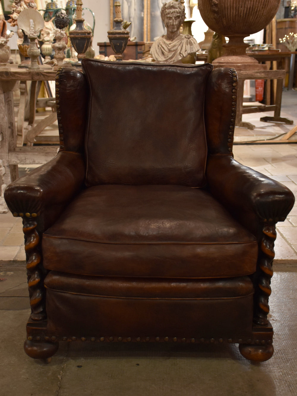 French leather club chair – 1920’s