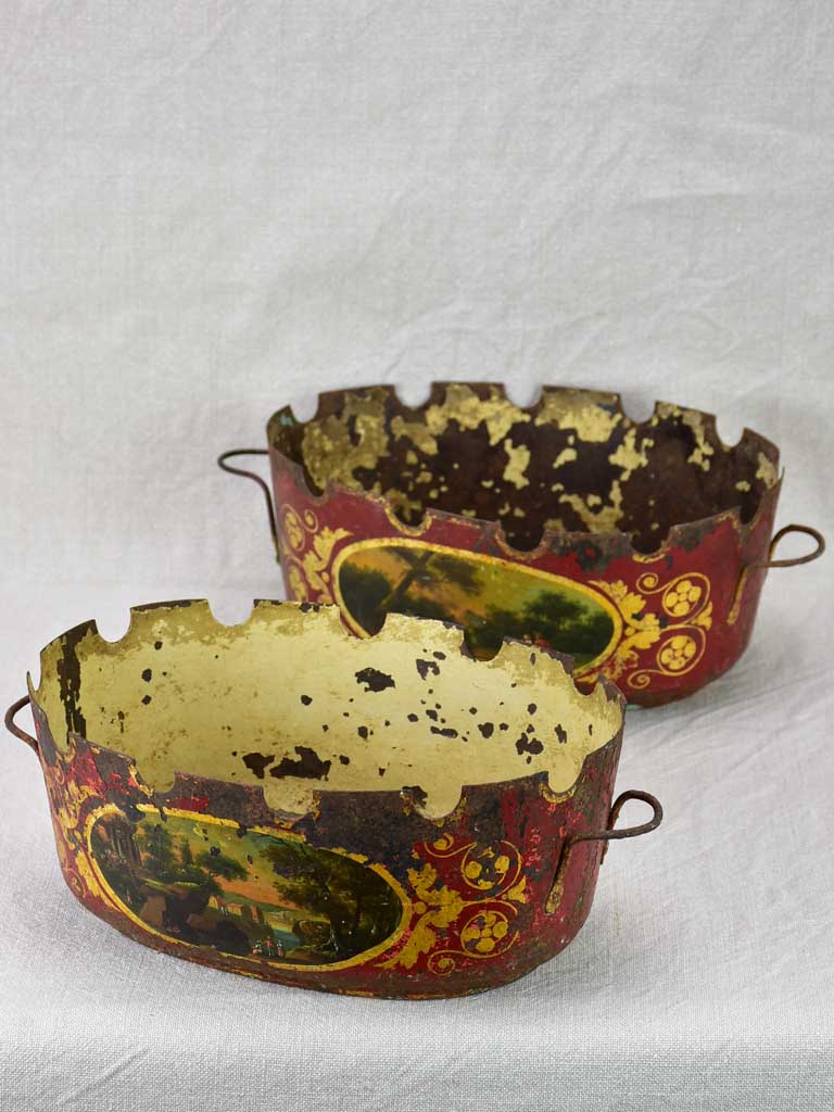 Pair of Directoire monteith glass chiller bowls in tole – Chez Pluie