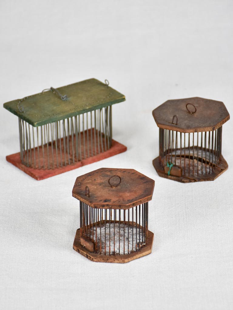 Collection of three antique French cricket cages 2¾" – Chez Pluie