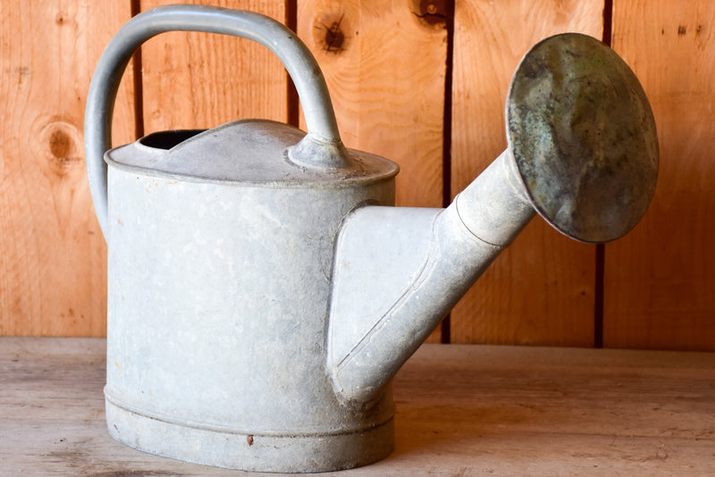 Antique French watering can with large rose head – Chez Pluie