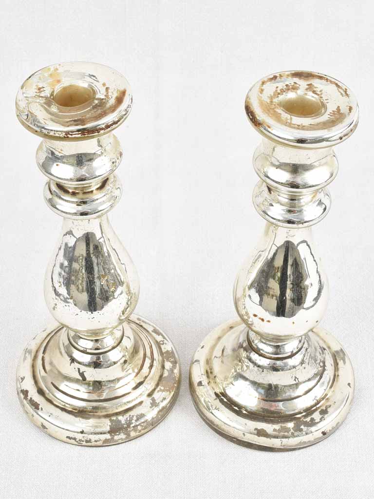Pair of mercury glass candlesticks - 19th century – Chez Pluie