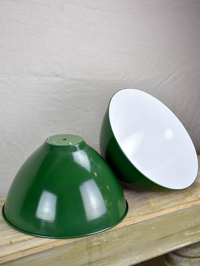 Pair of very large green enamel industrial lights – Chez Pluie