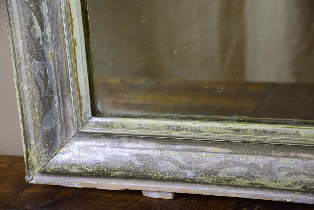 Large antique French Louis Philippe mirror with silver frame