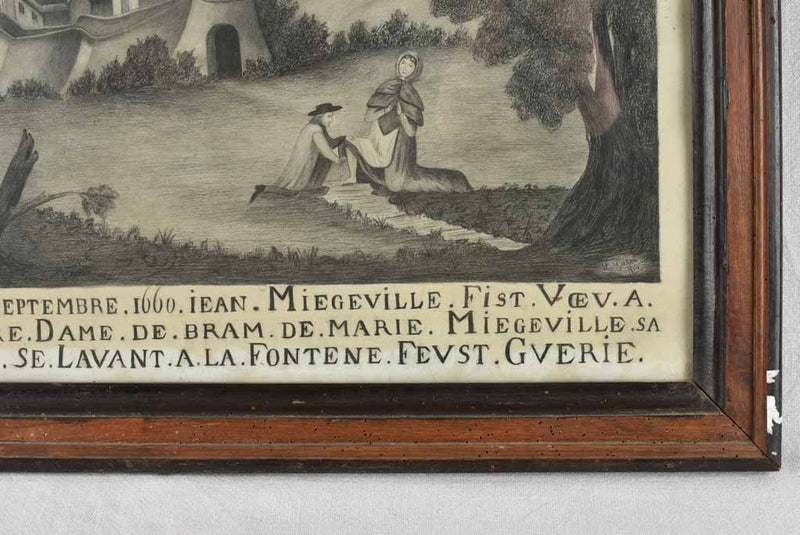 19th-century Ex-Voto votive drawing 21¾" x 24¾" – Chez Pluie