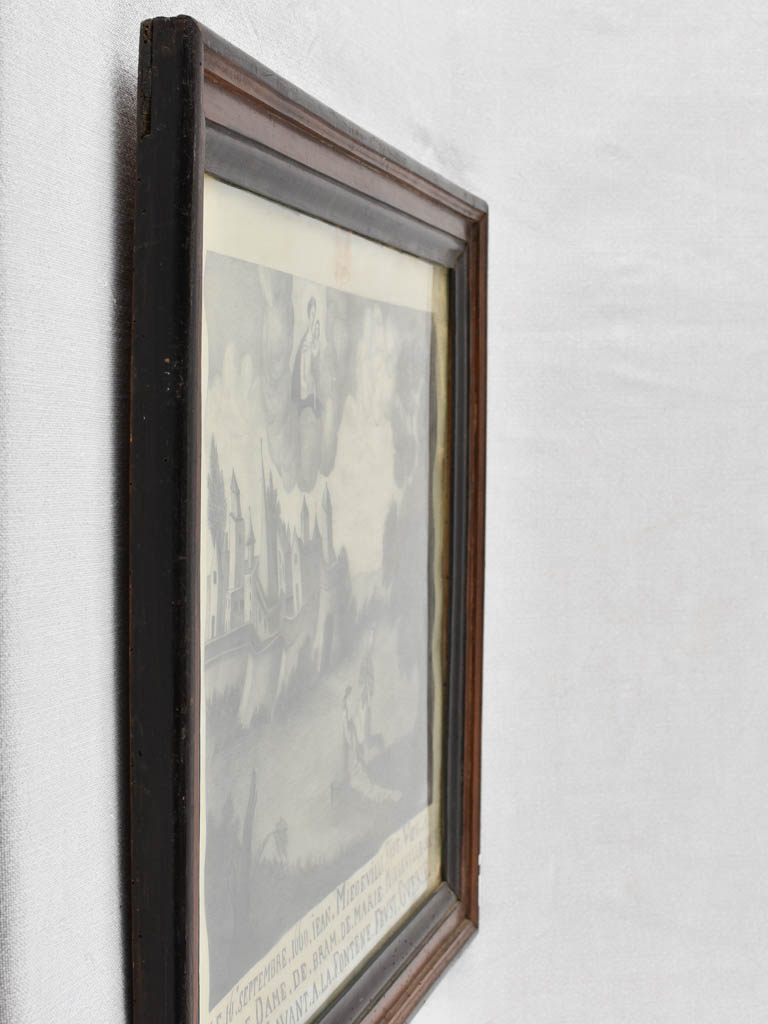 19th-century Ex-Voto votive drawing 21¾" x 24¾" – Chez Pluie