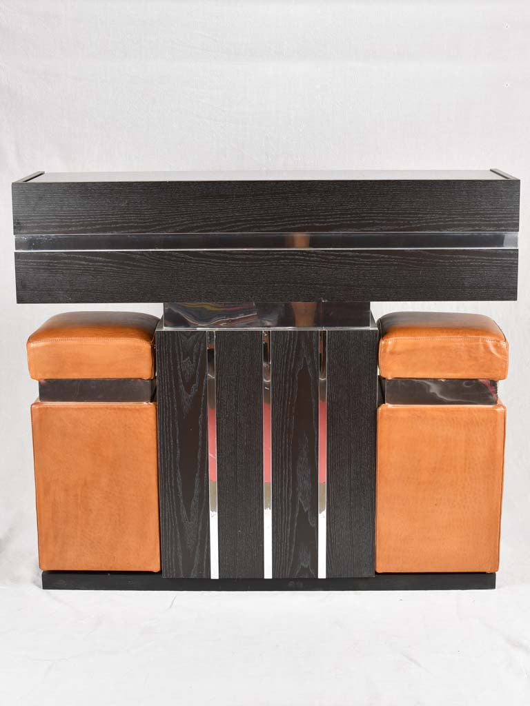 Vintage bar counter with 2 leather stools - 47¼" – Chez Pluie