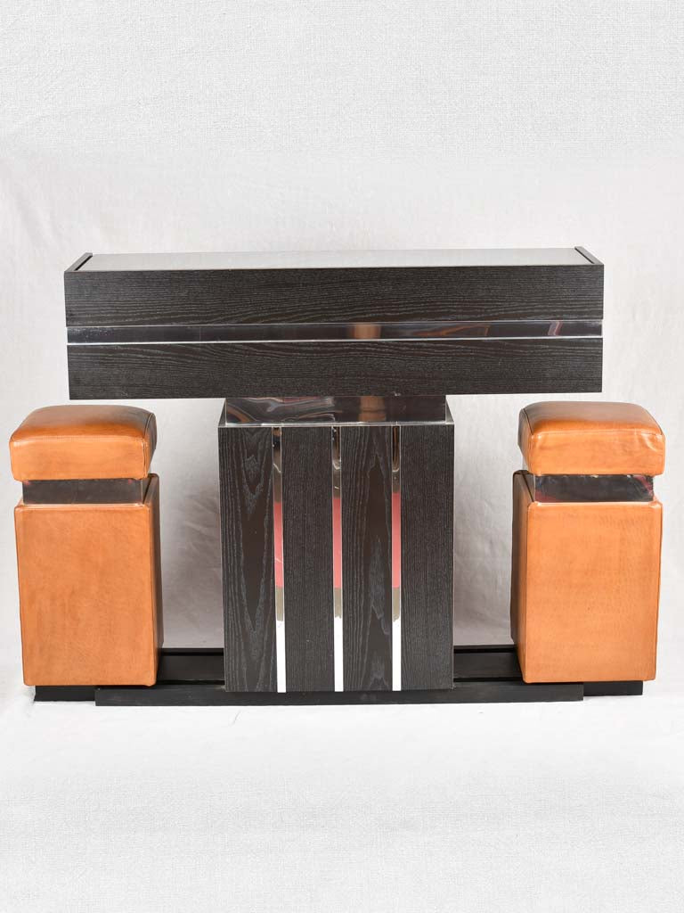 Vintage bar counter with 2 leather stools - 47¼" – Chez Pluie