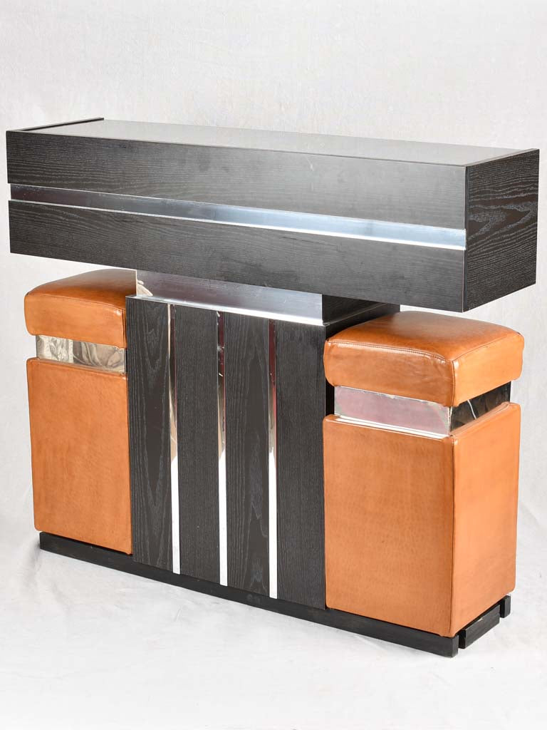 Vintage bar counter with 2 leather stools - 47¼" – Chez Pluie