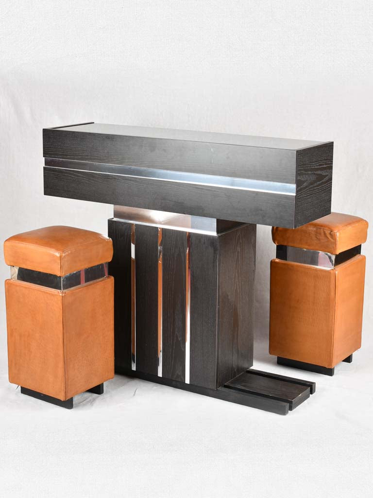 Vintage bar counter with 2 leather stools - 47¼" – Chez Pluie