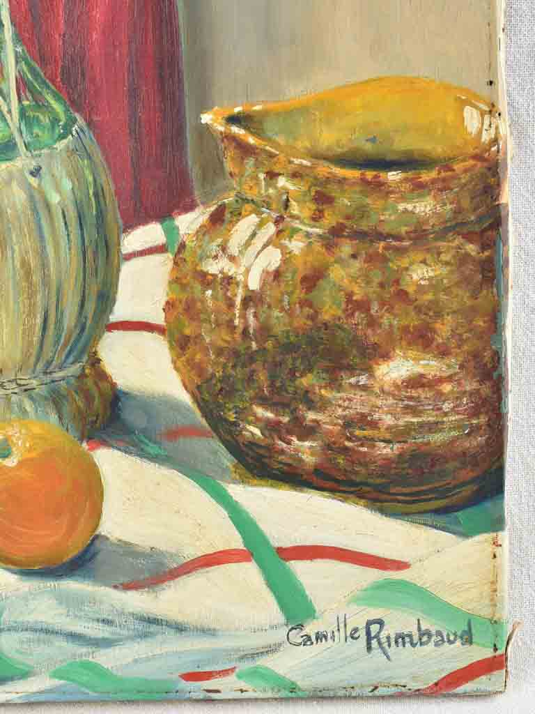 Vintage Still life painting - Signed Camille Rimbault 21¾" x 18½ ...