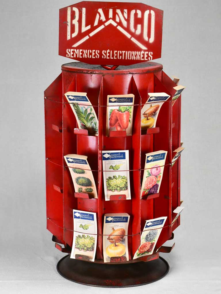 Antique French seed display stand with red patina – Chez Pluie