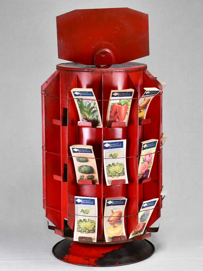 Antique French seed display stand with red patina – Chez Pluie