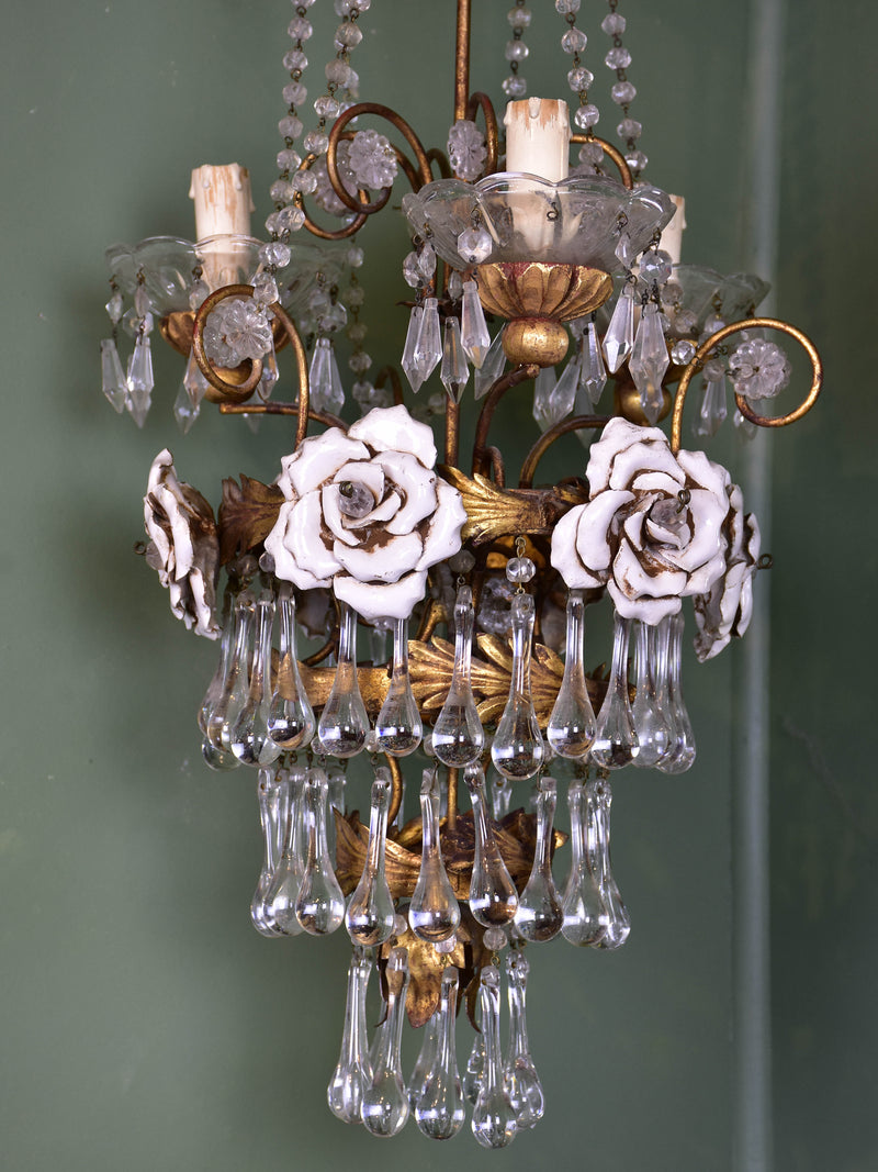 Italian chandelier with roses from the 1950's – Chez Pluie