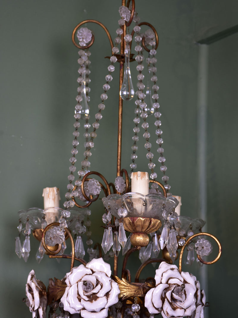 Italian chandelier with roses from the 1950's – Chez Pluie
