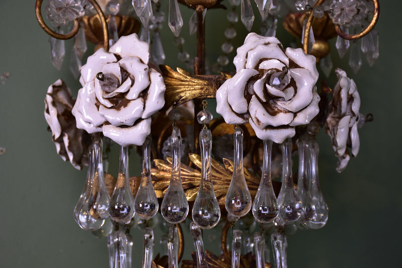 Italian chandelier with roses from the 1950's – Chez Pluie