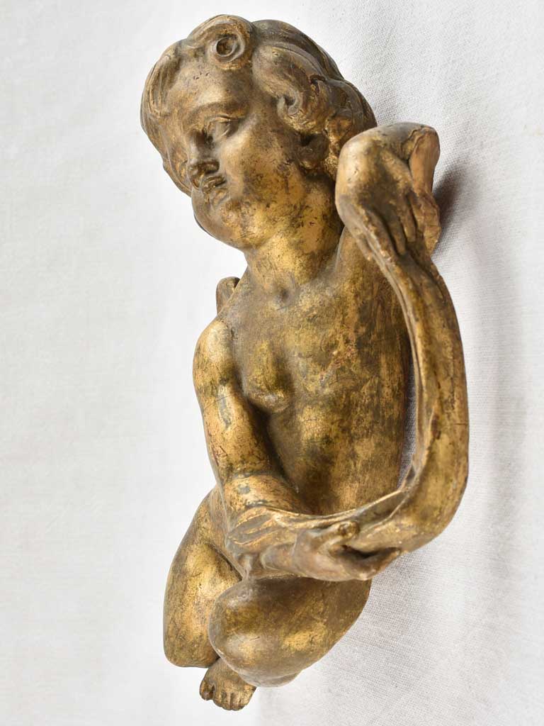Pair gilded angel wall sculptures - terracotta - 19th century – Chez Pluie