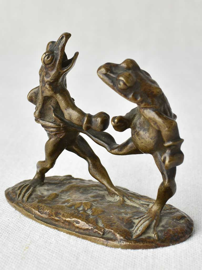 Rare miniature bronze sculpture - boxing Frogs 'French boxing' - 19th