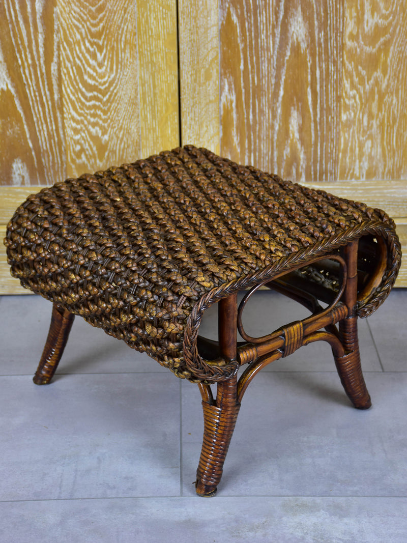 Pair of vintage rattan and cane footstools – Chez Pluie