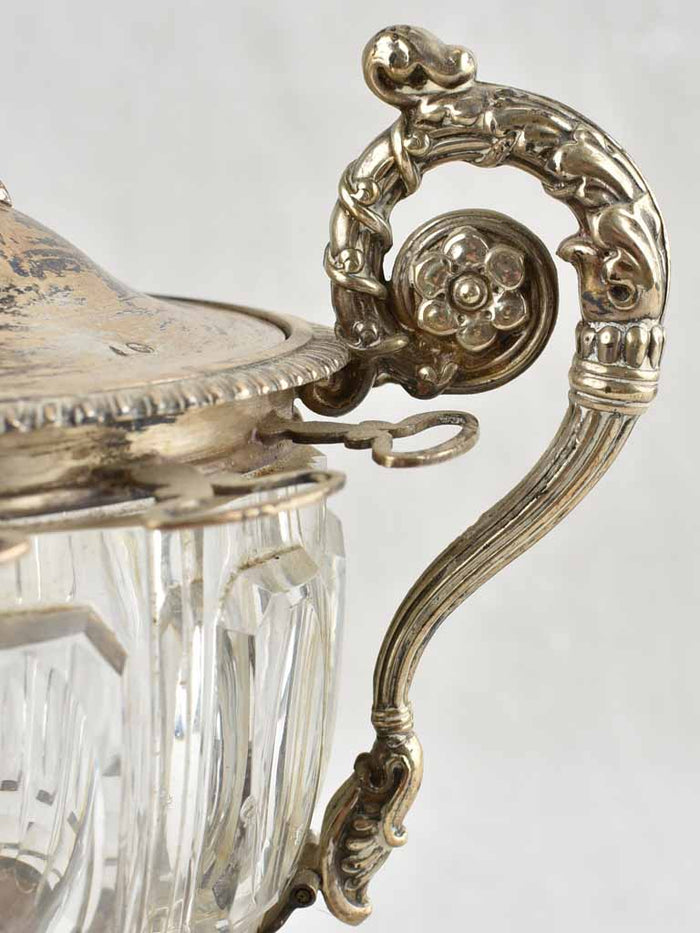 19th century Crystal & silver compotier w/ 12 spoons - Vieillard hallm