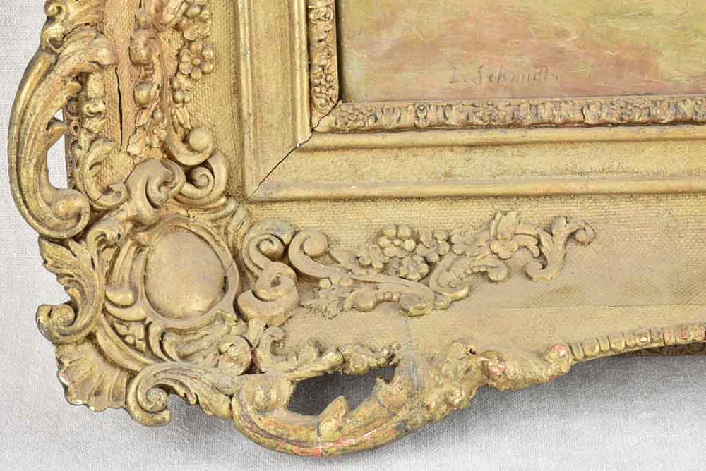 19th century mountain landscape w/ cows - L. Schmidt 20½" x 22½"