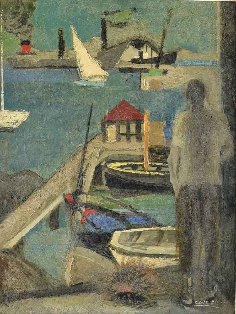 Harbour painting C. Chartier (1894-1957) - 33" x 27¼" – Chez Pluie