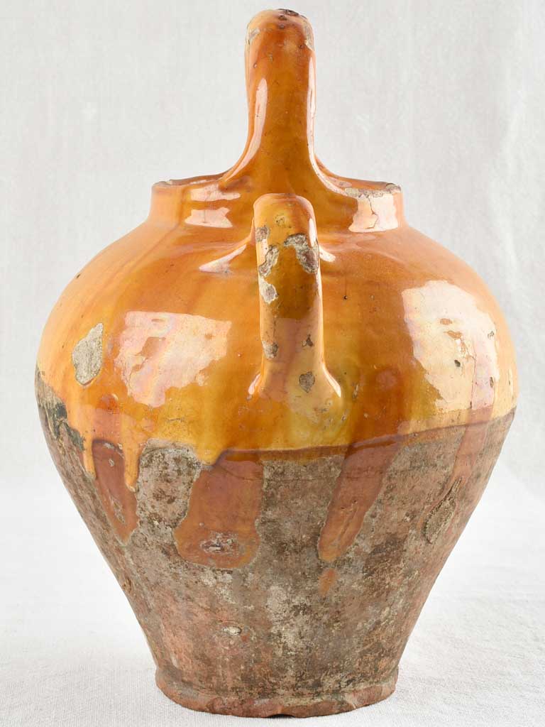 ANTIQUE FRENCH TERRACOTTA PITCHER WITH YELLOW GLAZE 11¾" – Chez Pluie