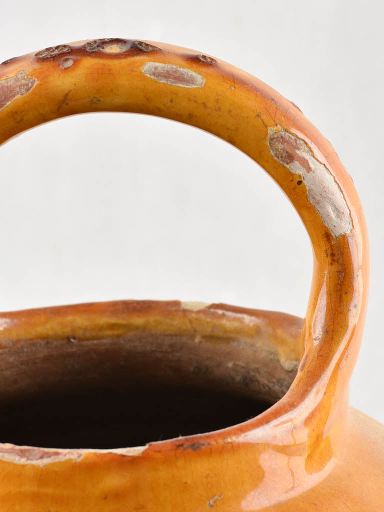 ANTIQUE FRENCH TERRACOTTA PITCHER WITH YELLOW GLAZE 11¾" – Chez Pluie