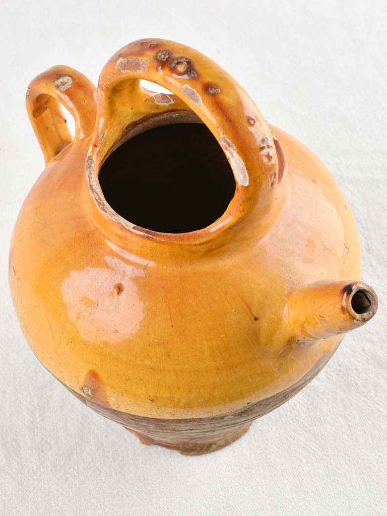 ANTIQUE FRENCH TERRACOTTA PITCHER WITH YELLOW GLAZE 11¾" – Chez Pluie