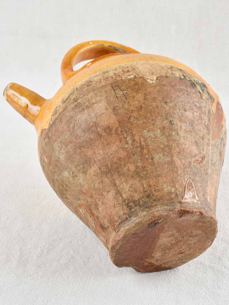 ANTIQUE FRENCH TERRACOTTA PITCHER WITH YELLOW GLAZE 11¾" – Chez Pluie