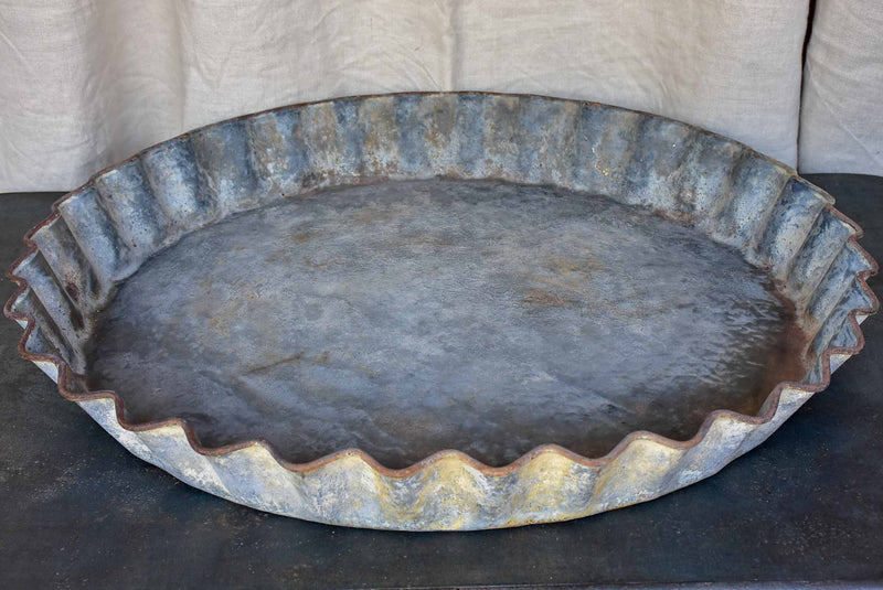 Large antique French zinc dish with rippled edge for harvesting resin ...
