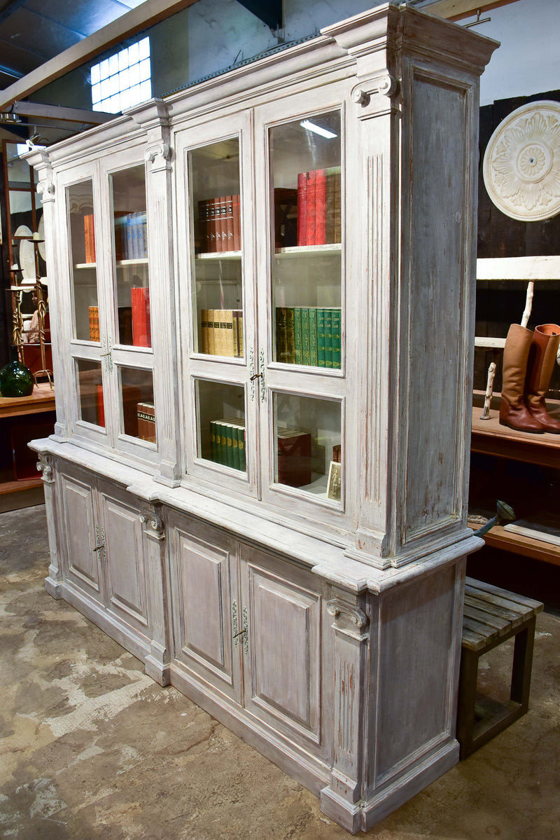Large French bookcase with glass doors – Chez Pluie