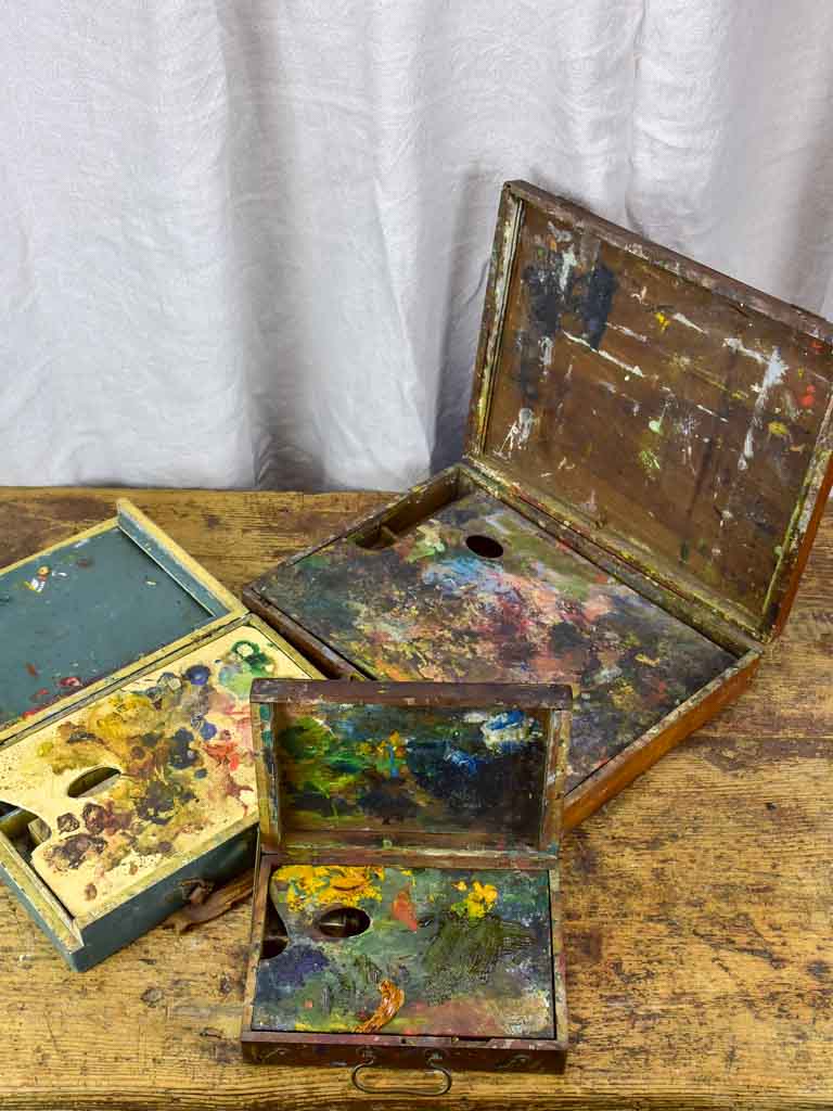 Collection of three antique French paint boxes – Chez Pluie