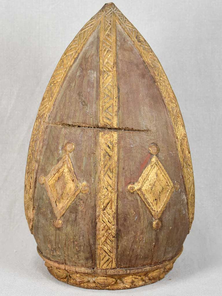 17th-century religious carved mitre / miter headdress 13¾" – Chez Pluie