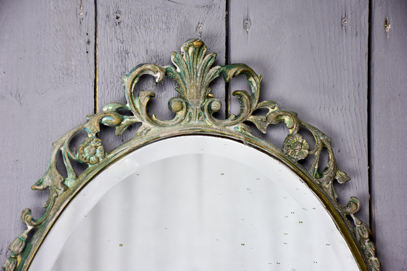 Vintage oval mirror with iron frame – Chez Pluie