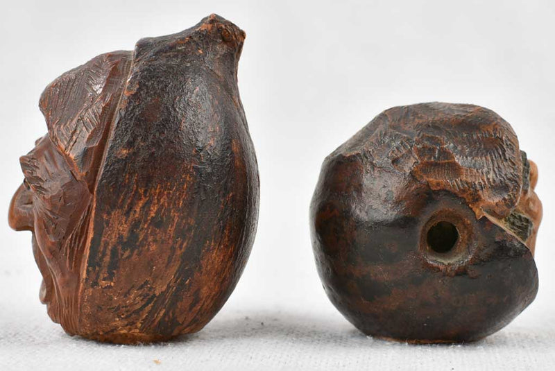 Two miniature sculptures - 19th century Corozo nut - 2¼" – Chez Pluie