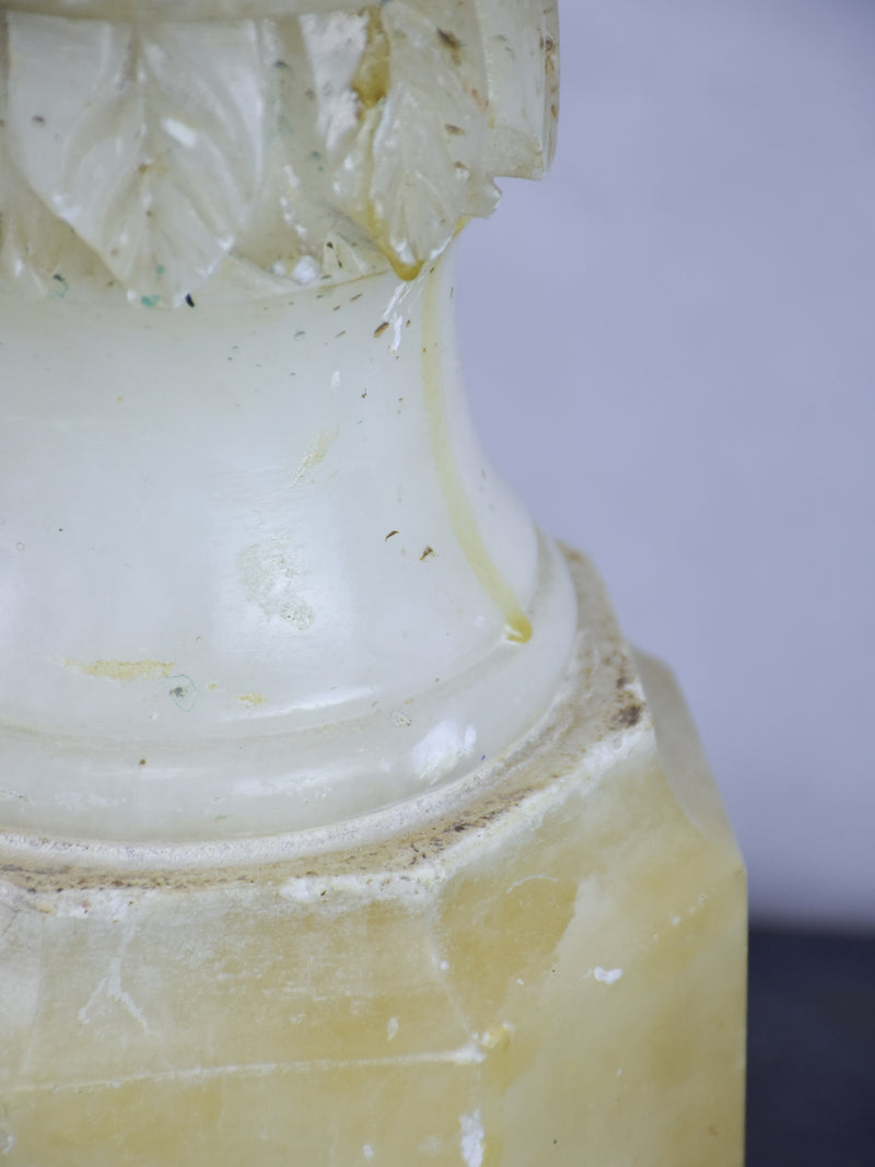 Pair of antique English display stands in alabaster – Chez Pluie