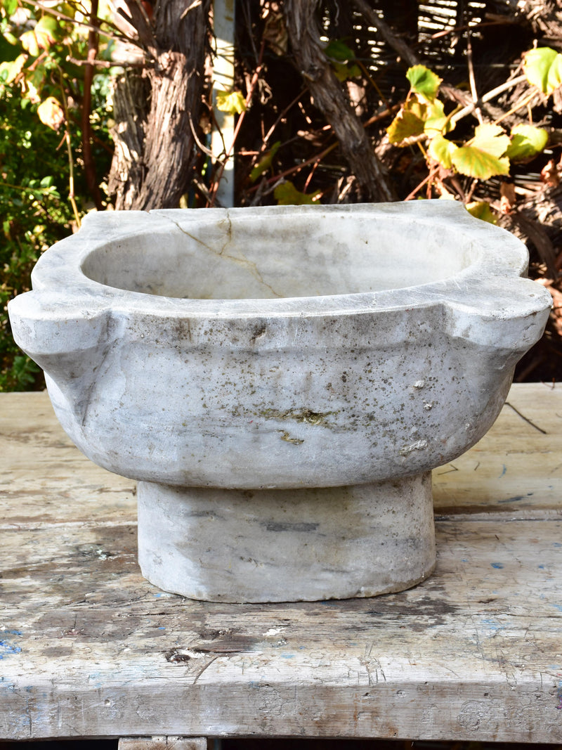 Antique Italian grey marble baptismal font – Chez Pluie